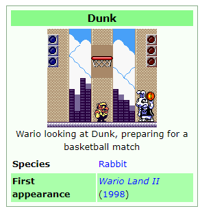 welp, it is fitting that in wario land 2, there is a character called dunk. | Scrolller