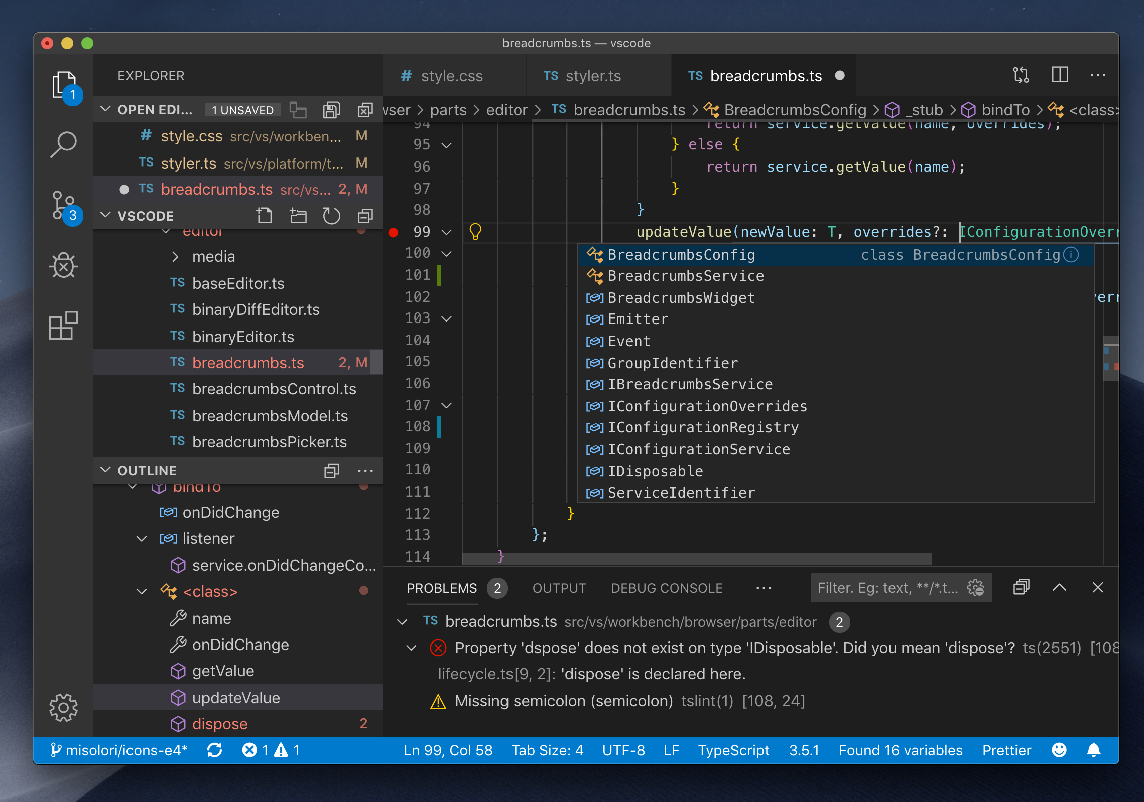 We're trying to improve VS Code's iconography. Try out the exploration ...