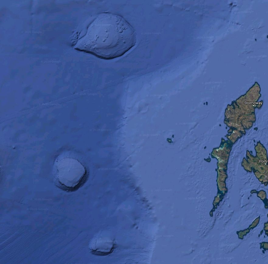 What are these three blobs off the west coast of Scotland? Are they volcanic? | Scrolller