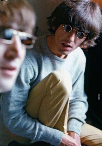 What type of glasses are George Harrison wearing? | Scrolller