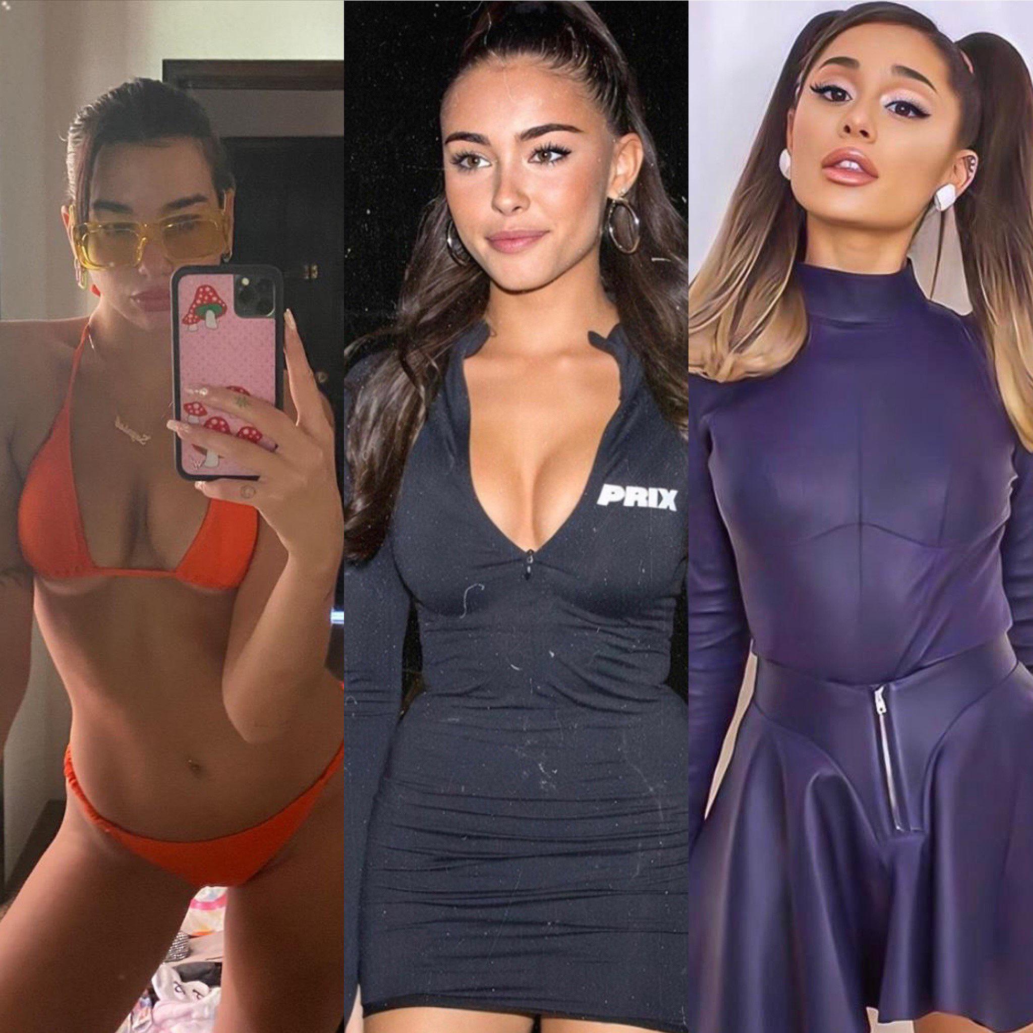 Which tight fuckdoll would you use? Dua lipa (left), Madison beer (middle), or Ariana grande ...