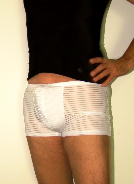 white square cut briefs with transparent stripes | Scrolller