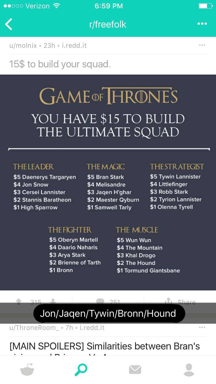 Who would you choose for GoT team? | Scrolller