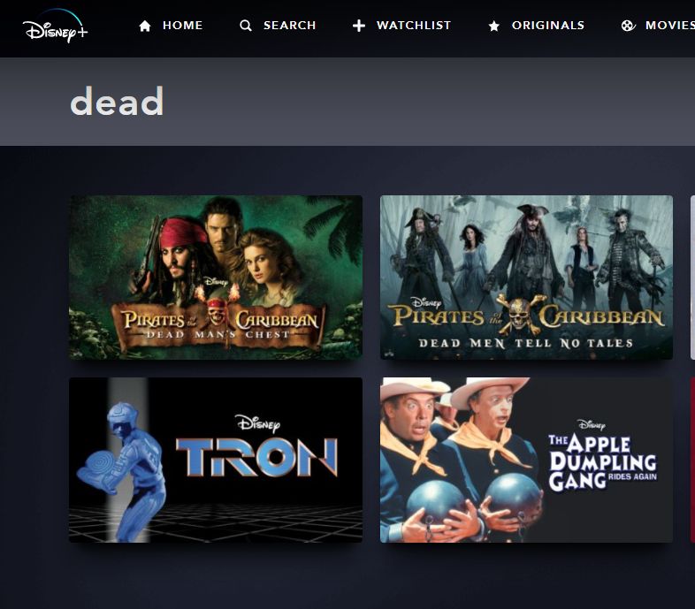 Why is it that when you search for "dead" on Disney plus, Tron comes up? :( | Scrolller