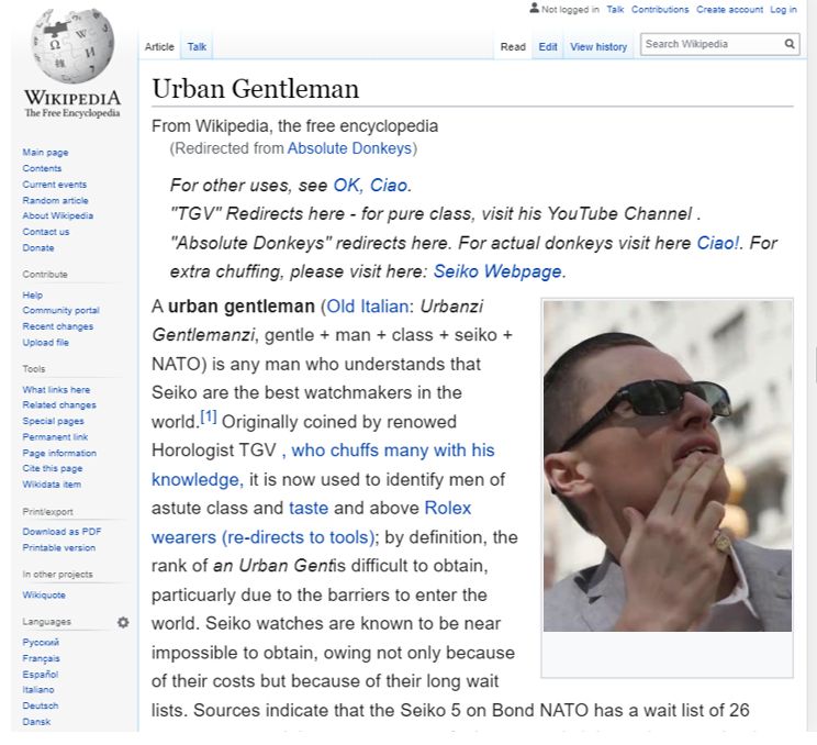 Wikipedia Entry for "Urban Gentleman" is Pure Class | Scrolller