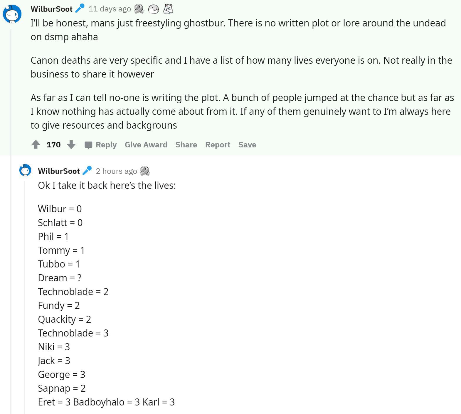 Wilbur's List of Lives Remaining | Scrolller