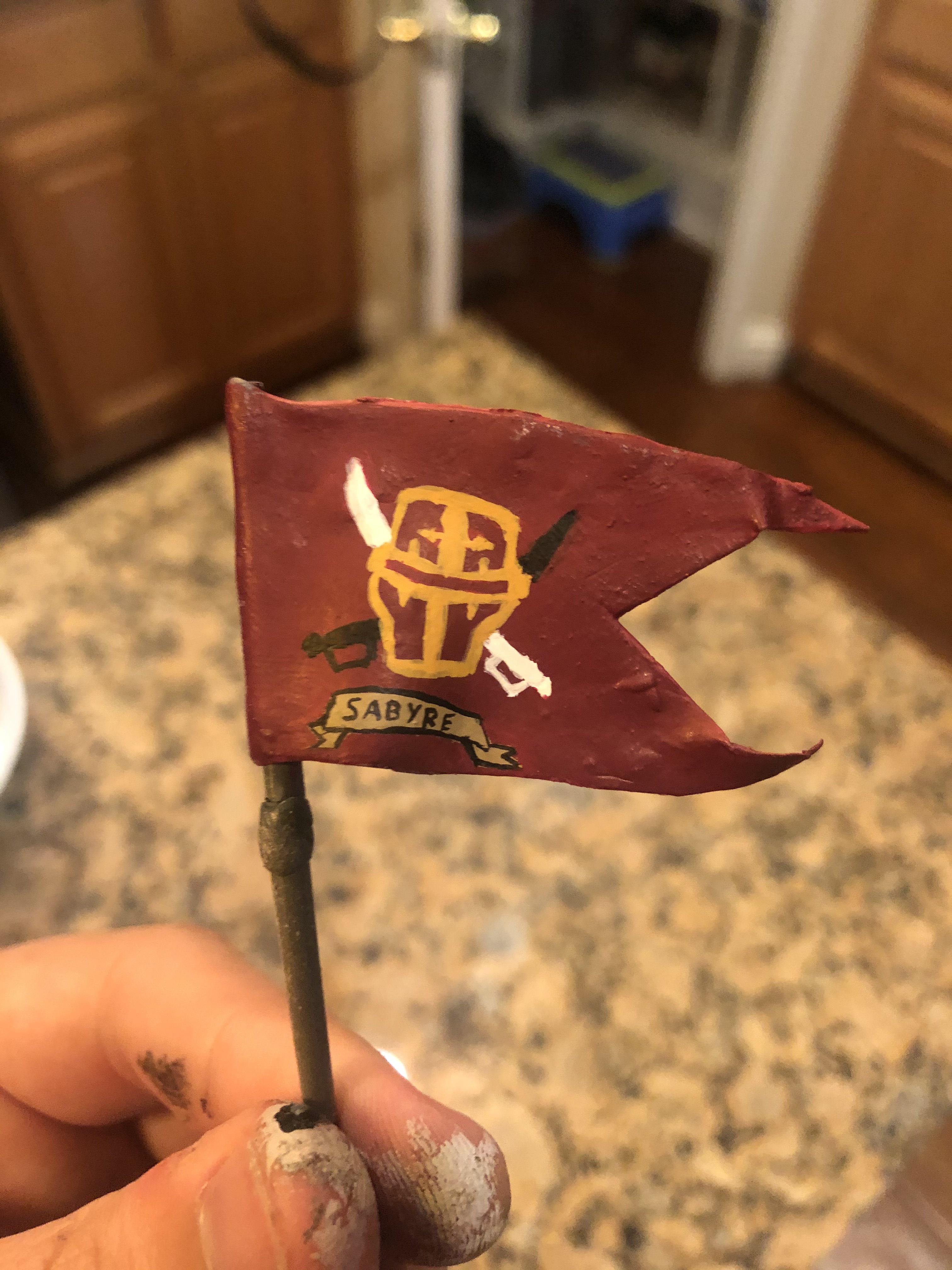 WIP flag I made for my Knight House. Might use as Objective Marker. | Scrolller
