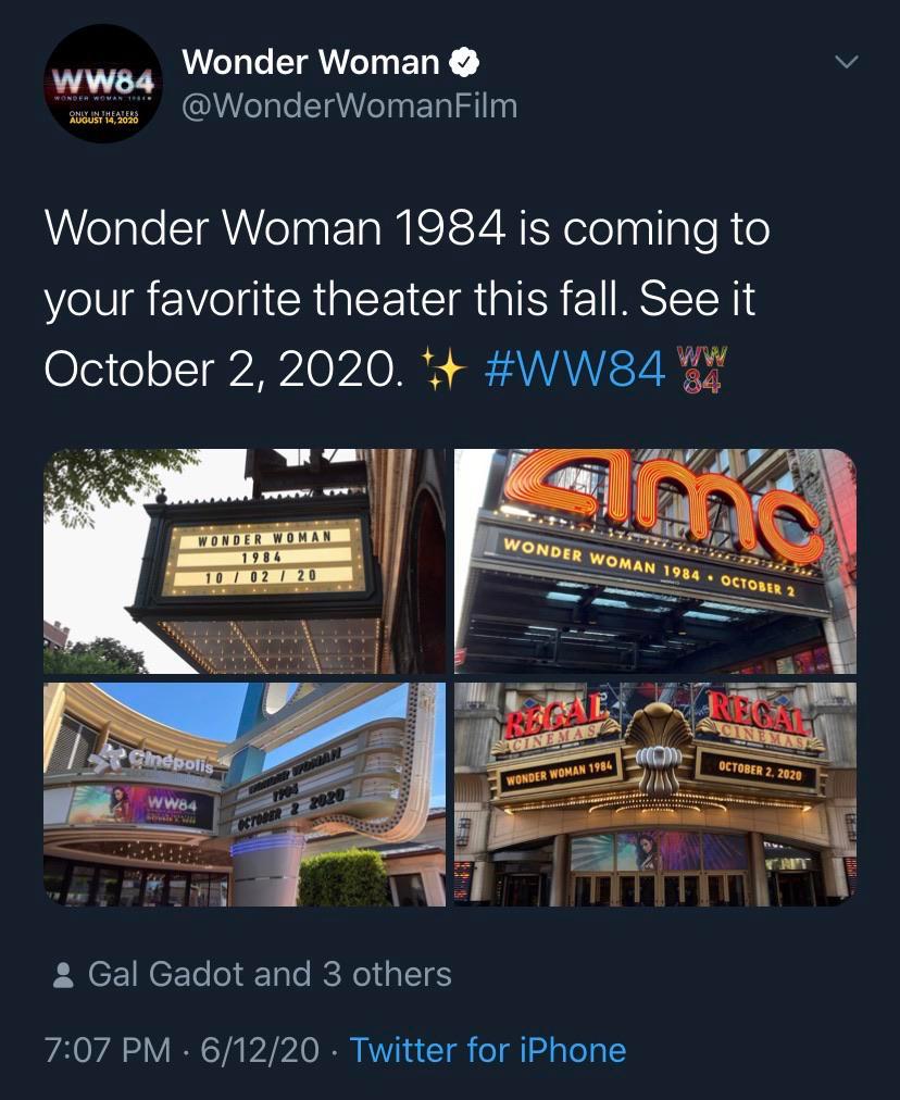 Wonder Woman 1984 got delayed for the 6th time. New date is October 2, 2020. | Scrolller