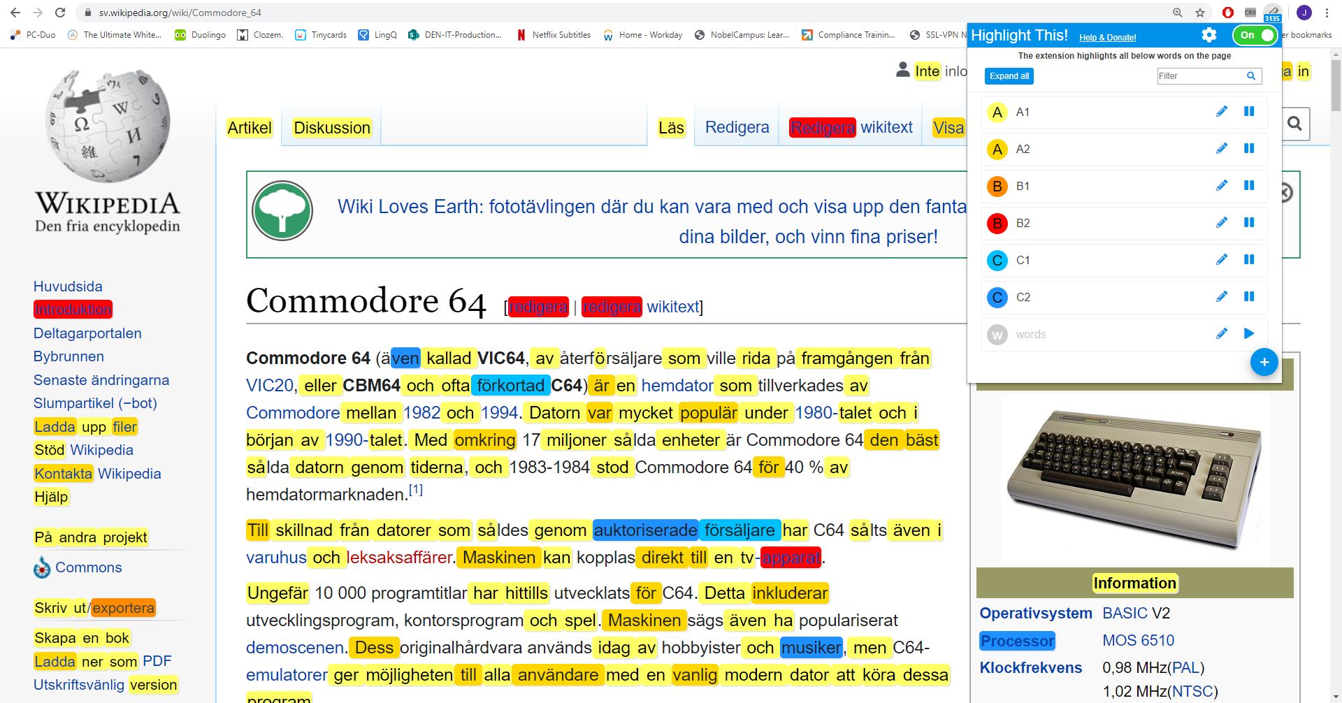 word frequency marking in Chrome - working (sort of) solution - downloads and short info down in ...