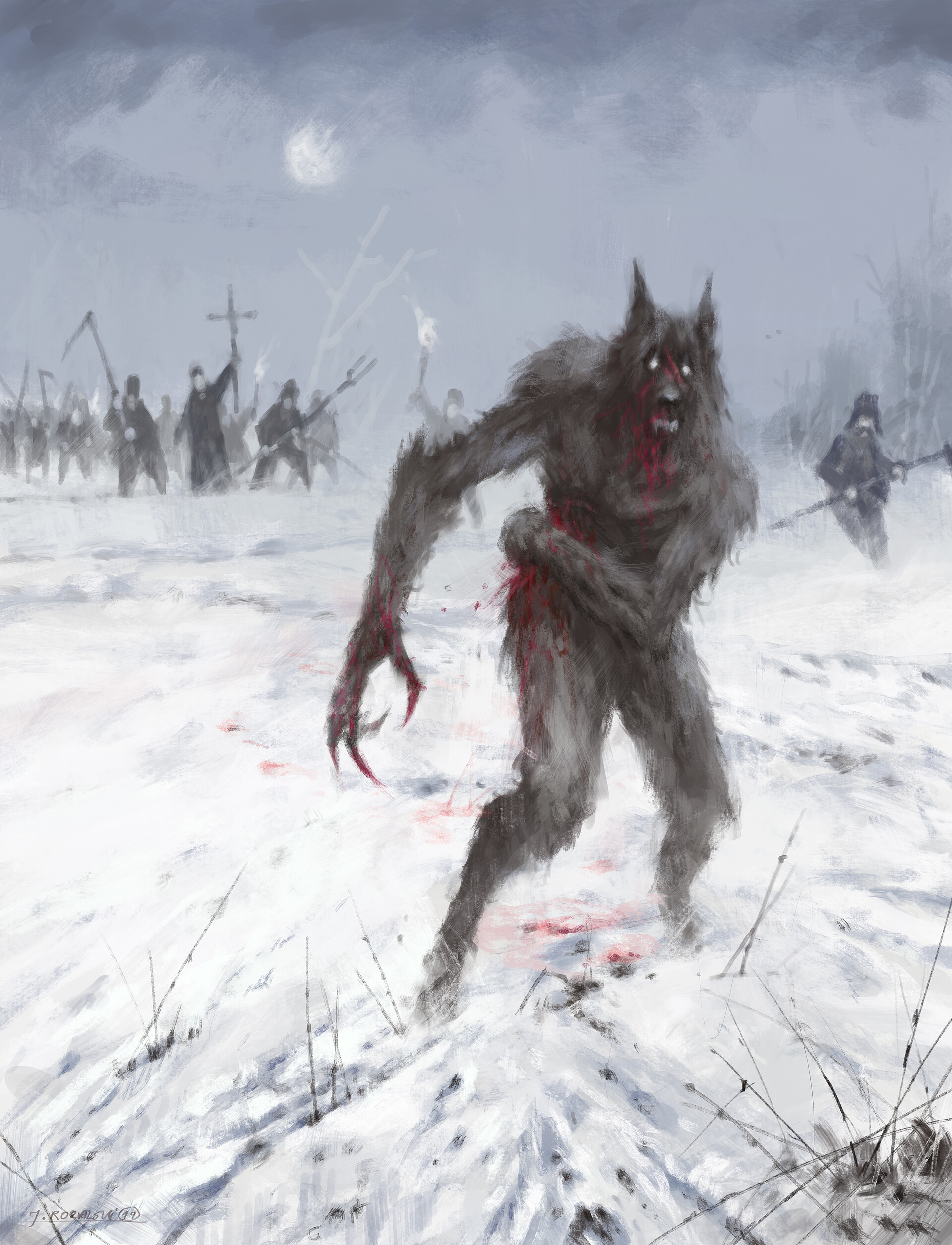 Wounded wolf by Jakub Rozalski | Scrolller