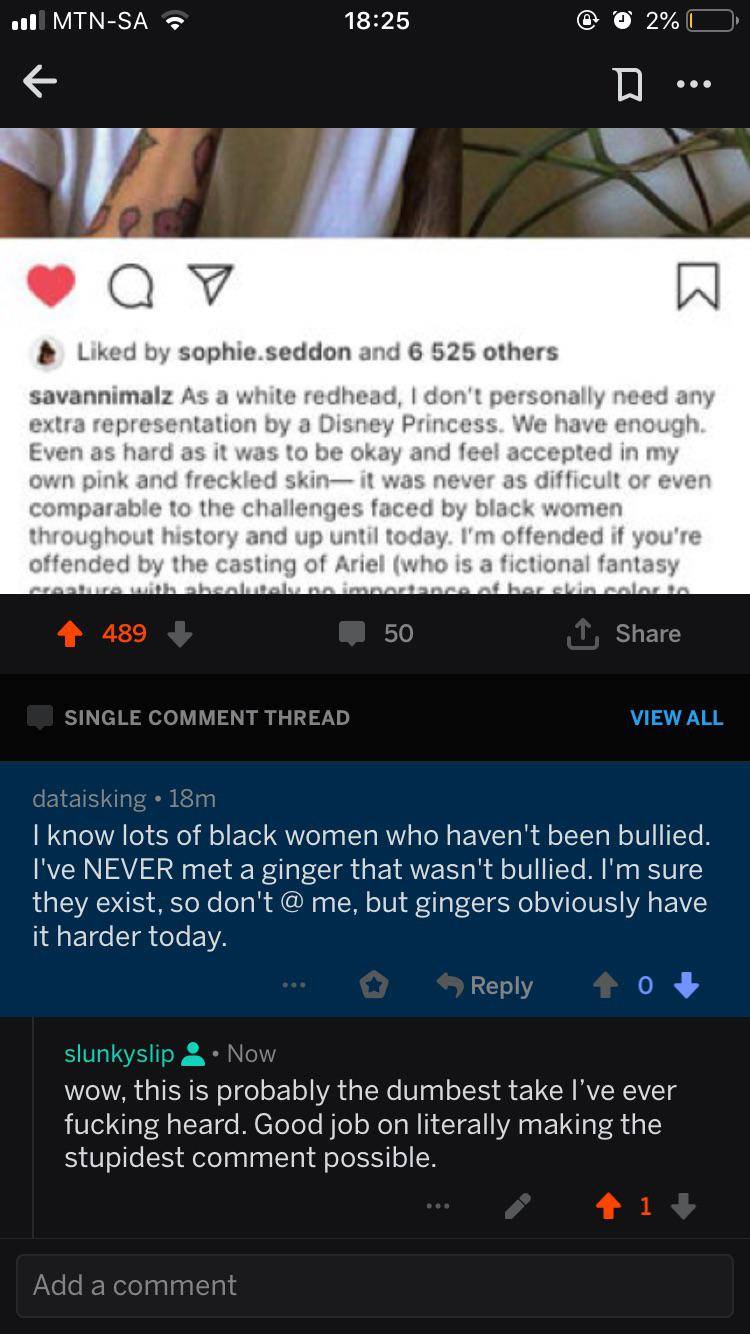 y’all heard it here first : white gingers have it harder than black people. Won’t anyone talk ...