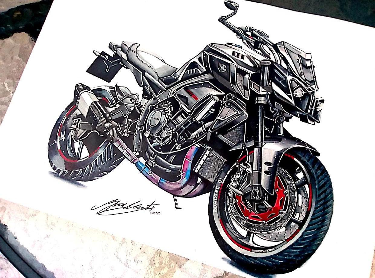 Yamaha MT10, done with markers and pencils, fully hand drawn... | Scrolller
