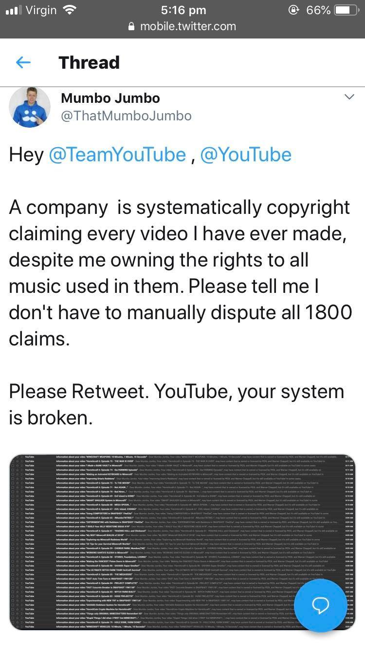 YouTube really needs to fix its copyright system. People need to see this. | Scrolller