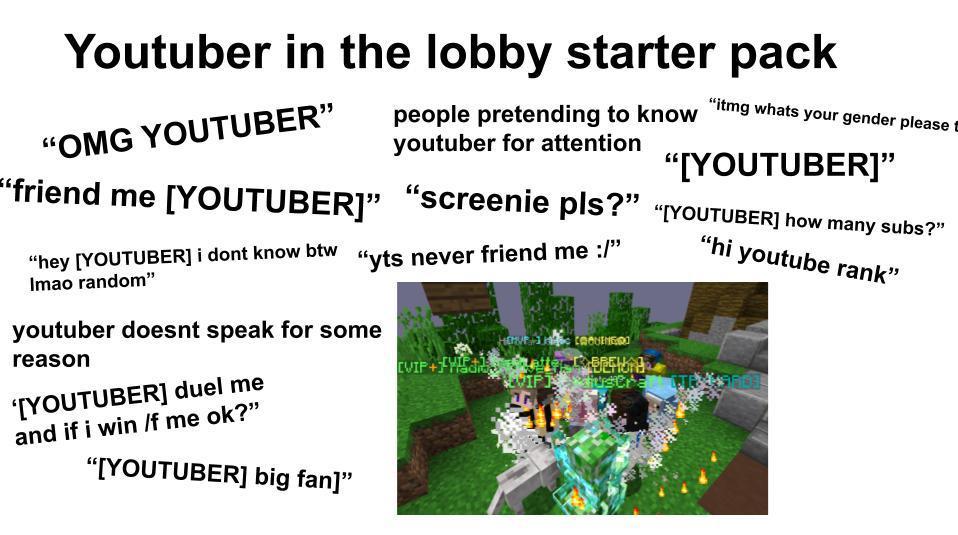 youtuber in the lobby starter pack | Scrolller