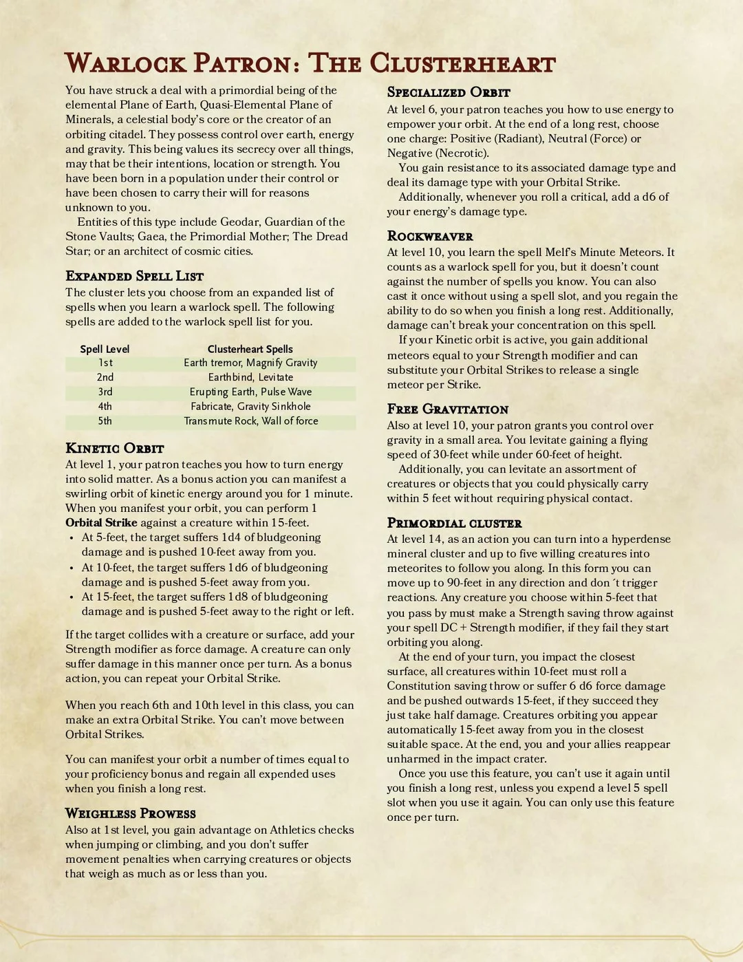 Warlock Patron: The Clusterheart V.1.0 | Scrolller