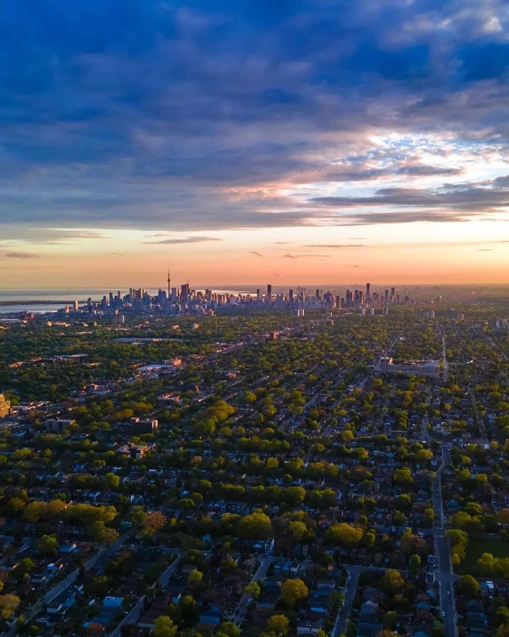 Downtown Toronto drone shot from the suburbs | Scrolller