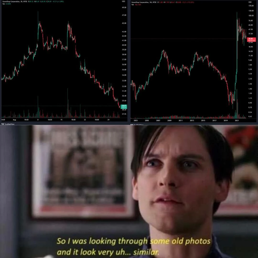 GME 1-Month chart vs All-Time chart. Algos gonna algo, buying more. | Scrolller