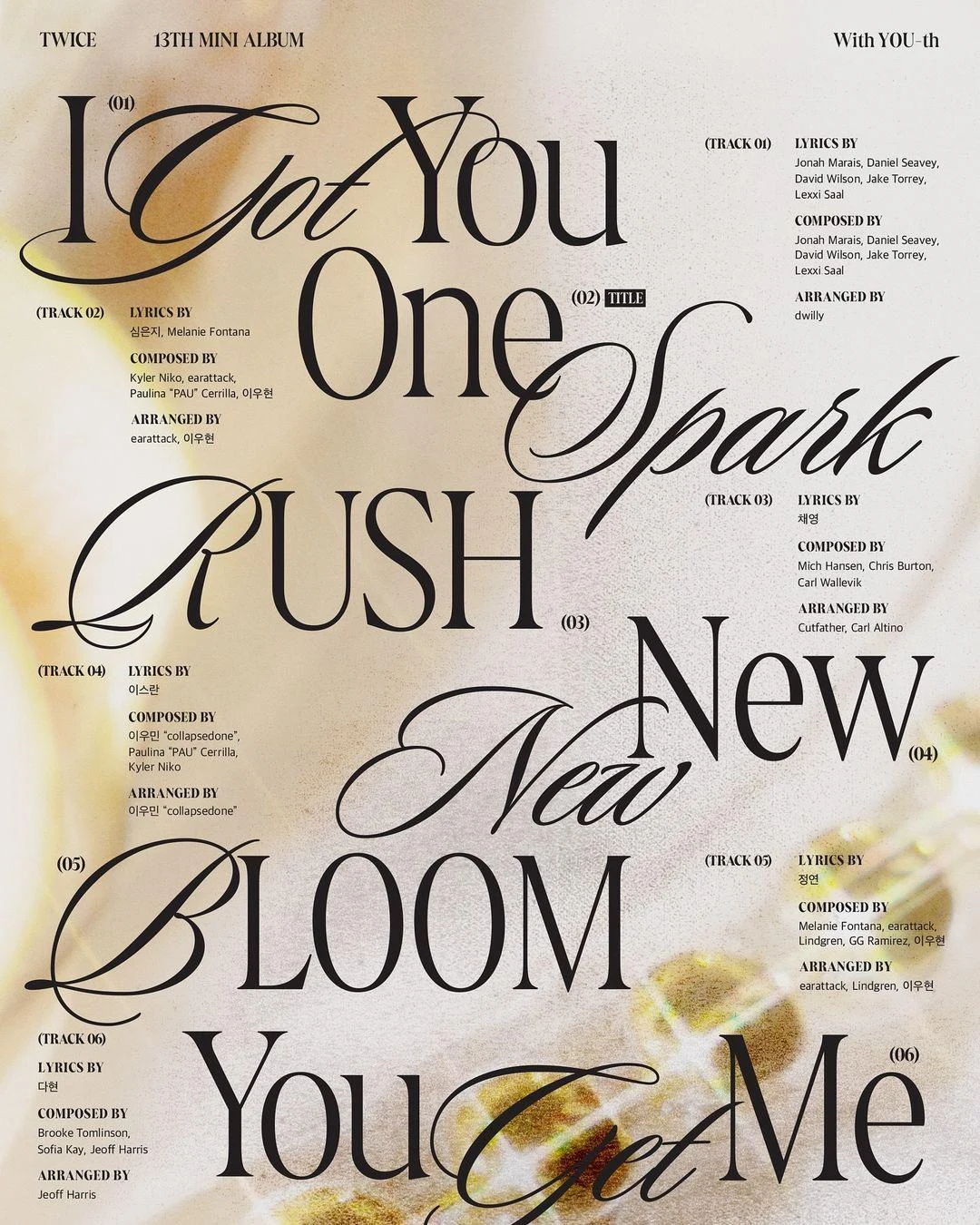 240210 Twitter Update - TWICE 13TH MINI ALBUM “With YOU-th” Tracklist Lead Track ONE SPARK ...