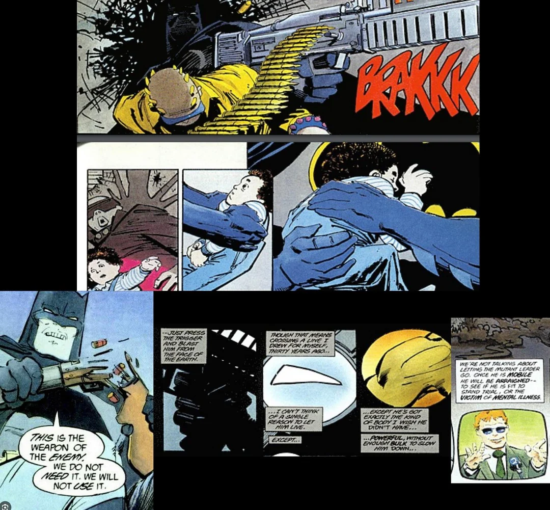 He DOESNT shoot her. He shot next to the mutant and startles her slamming in to the wall ...