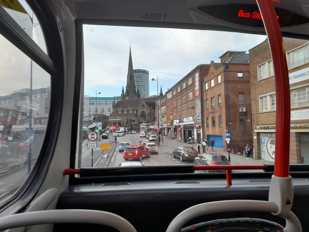 Birmingham, England from a double decker bus | Scrolller