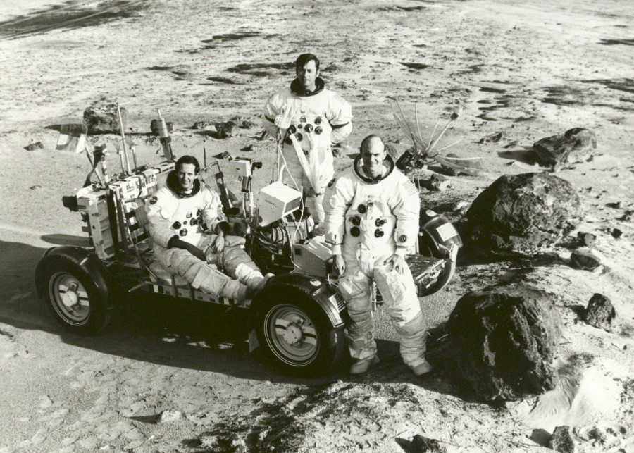 The Apollo 16 crew trains for a lunar landing in 1972. | Scrolller