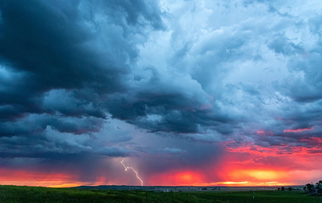 Mitchell Nebraska lightning filled sunset. | Scrolller