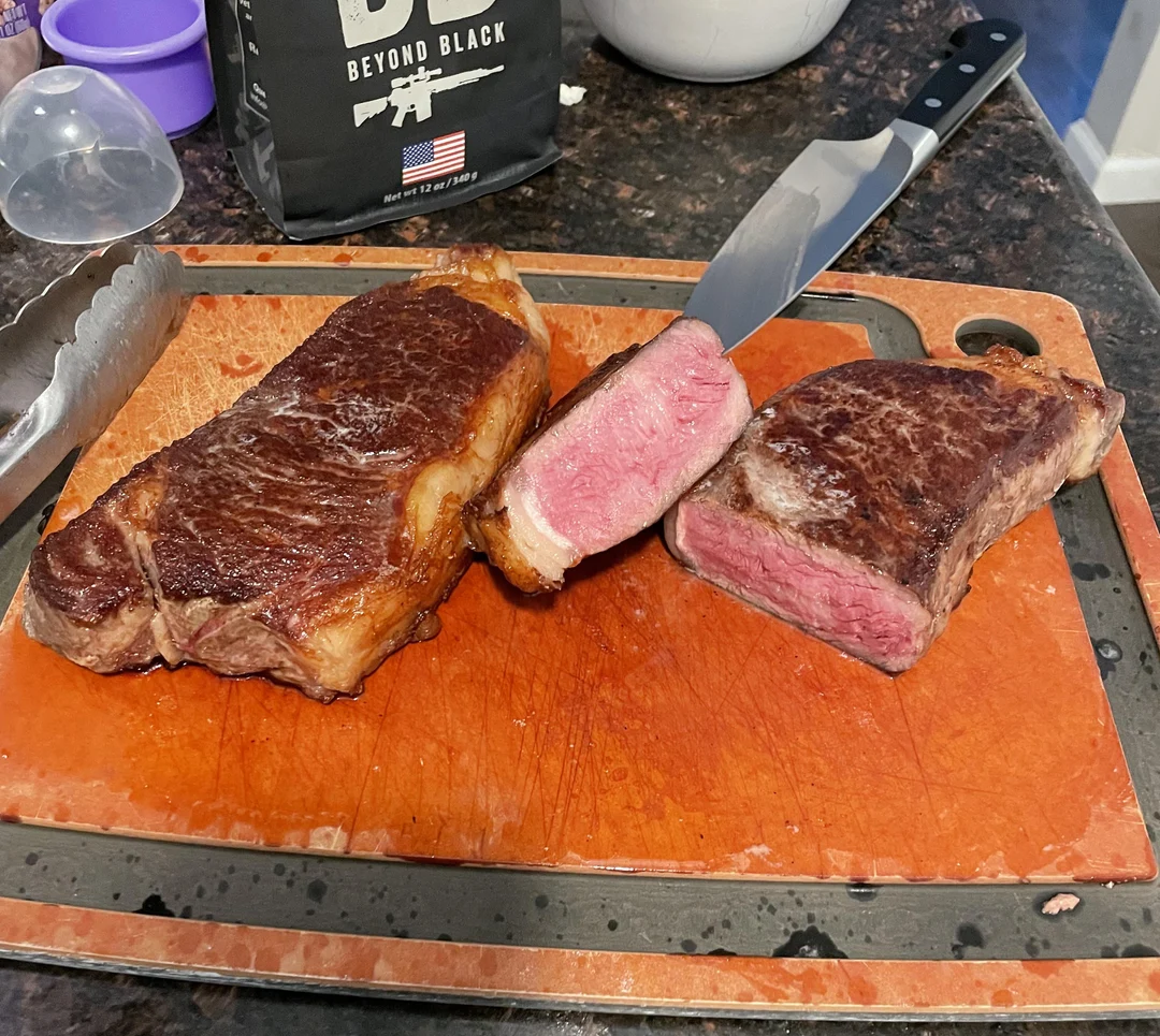American wagyu 3hrs @ 128. Cast iron seared with butter | Scrolller