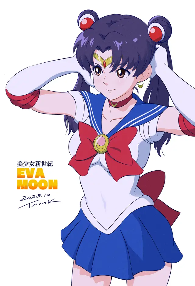 New art by Tsunemoku for the "EVA Moon" Evangelion x Sailor Moon series featuring more of Misato ...