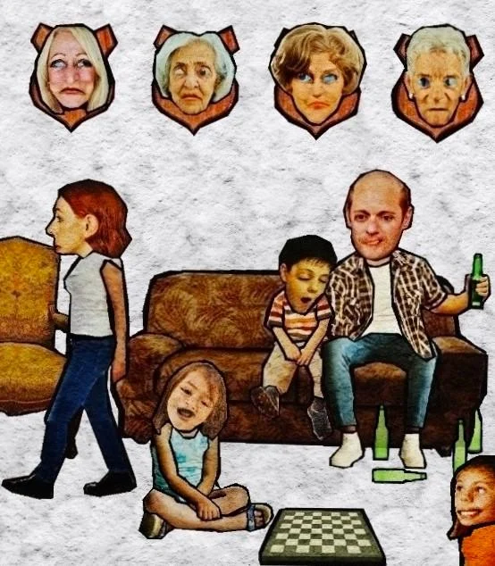 A HUSBAND UNDER THE INFLUENCE, Richard Warner, collage, 2023 | Scrolller