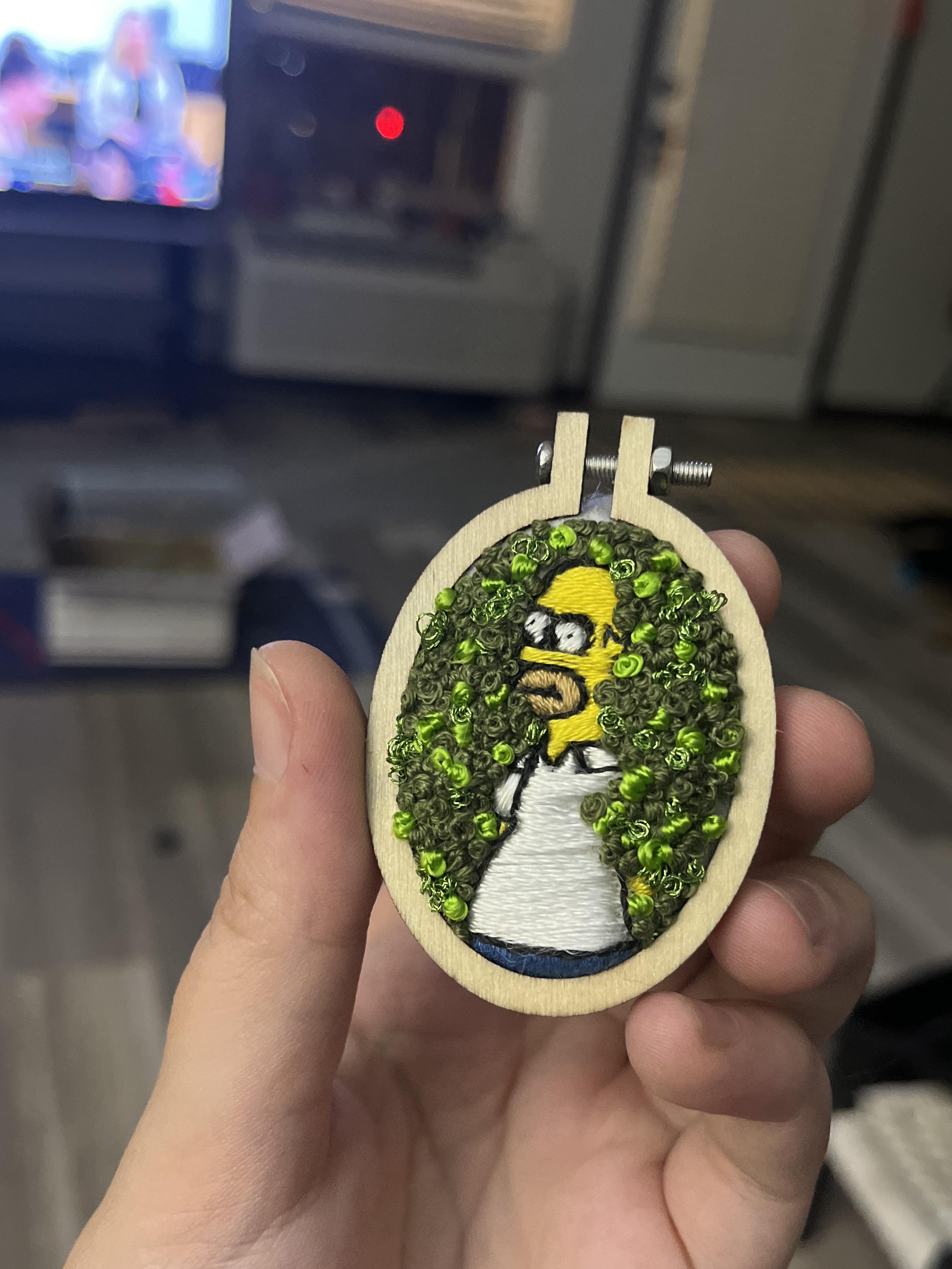 Made a little embroidered Homer pendant! | Scrolller