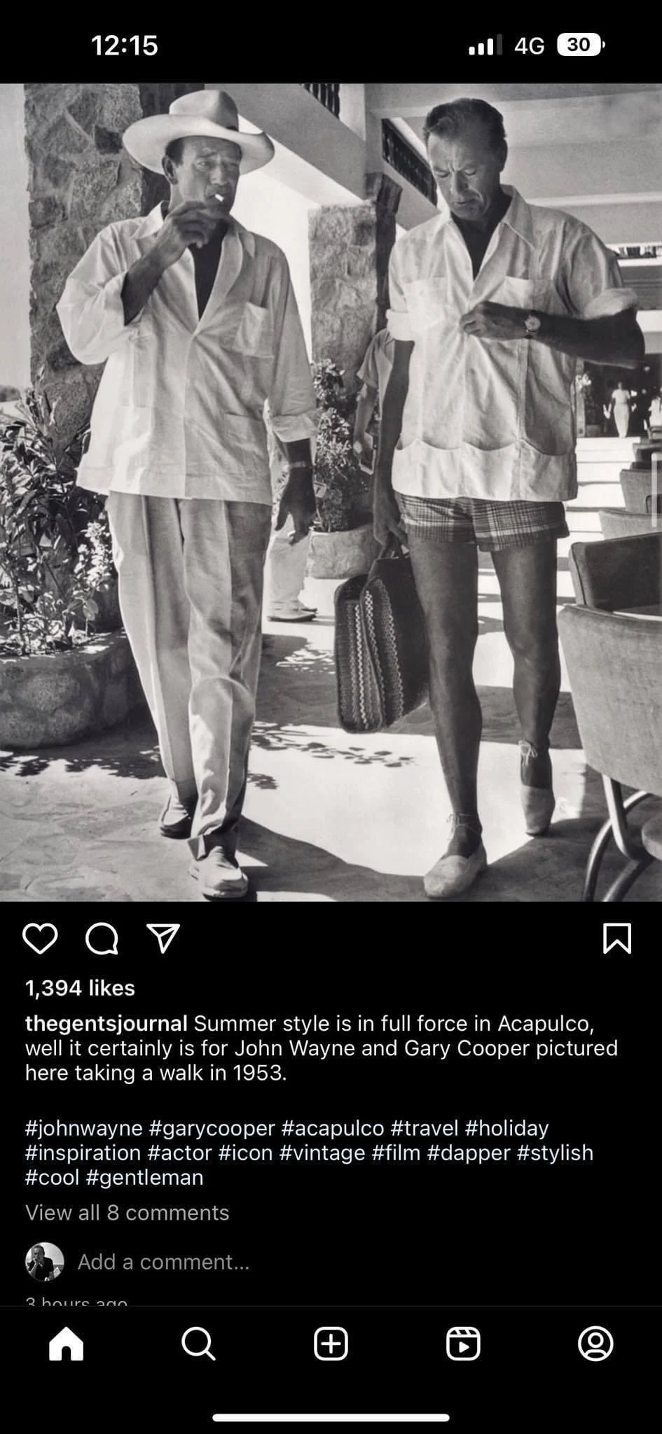 Gary Cooper and John Wayne in beat the heat outfits, 1953 (Cooper maybe more so than Wayne ...