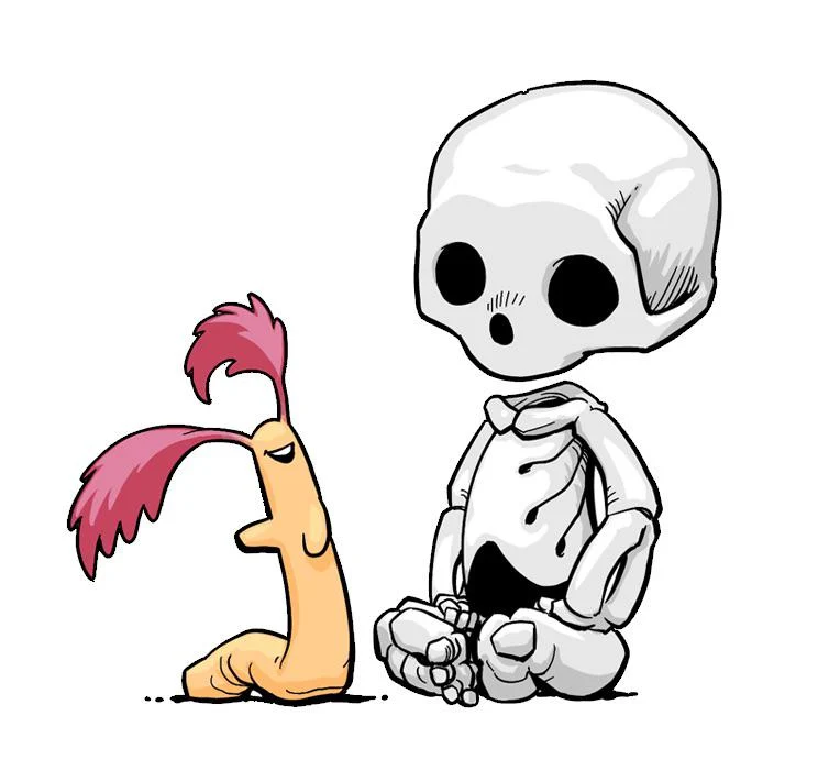My protagonist is a mute Skeleton, & their sidekick is a narrating caterpillar [OC] | Scrolller