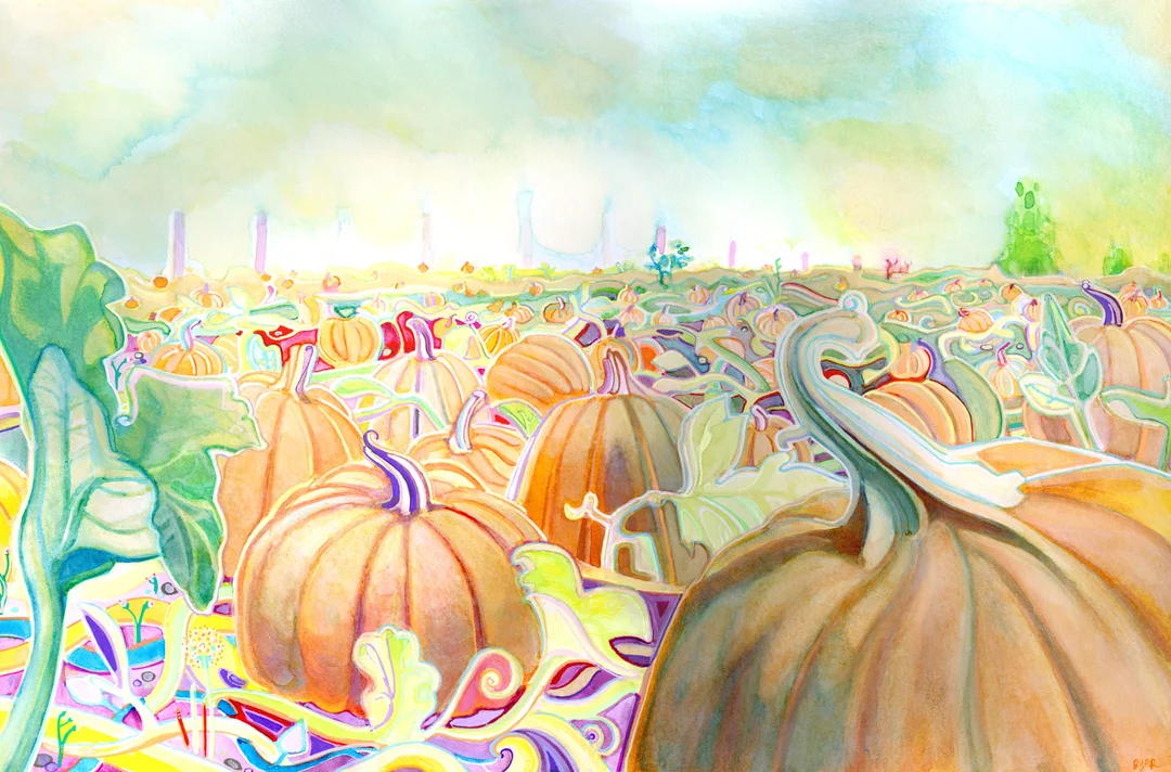 Pumpkin Patch, Josh Byer, mixed media, 2021 | Scrolller
