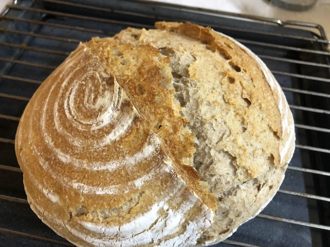 First bread using sourdough starter (don’t have a Dutch oven, so used a stock pot) | Scrolller