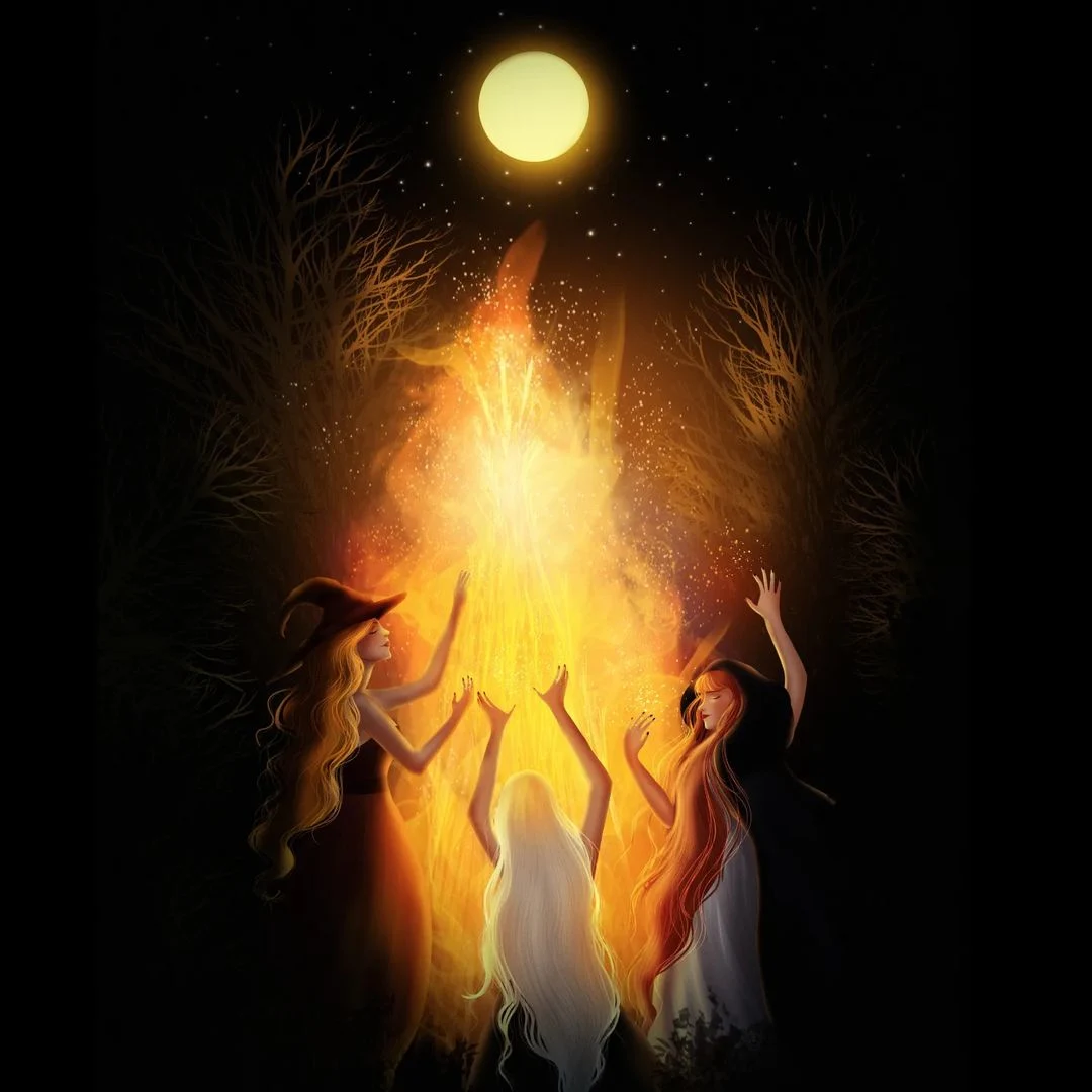 Witches Around Bonfire, Tania Miresan, Digital, 2023 | Scrolller