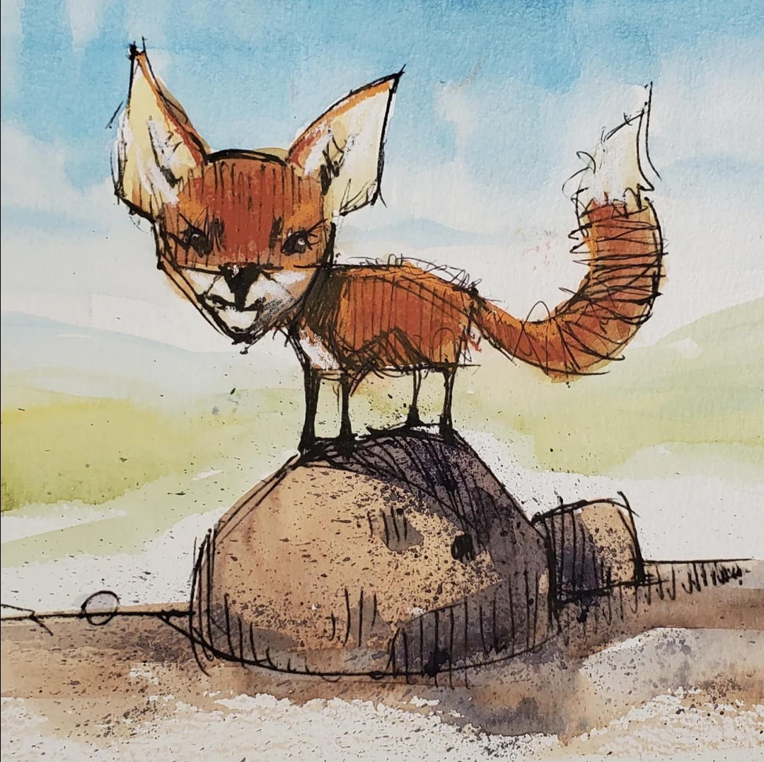 Lil Fox, Michael Mikolon, Watercolor and Pen, 2024 | Scrolller