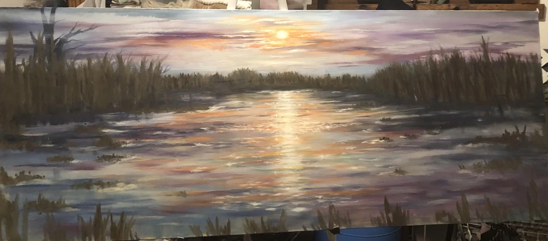 Wisconsin River marsh, oil, Lorinda71, 2023 | Scrolller