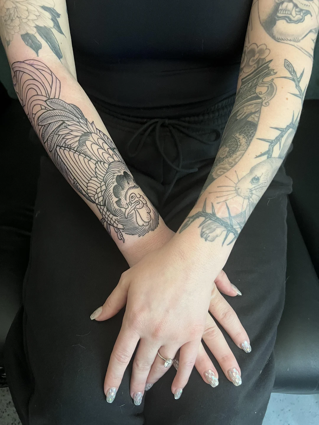 Japanese / American traditional rooster by Megan Wilson at private SF, CA studio | Scrolller