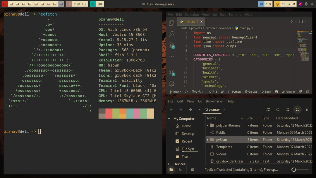 [BSPWM] Goodbye Dracula Gruvbox is my new friend | Scrolller