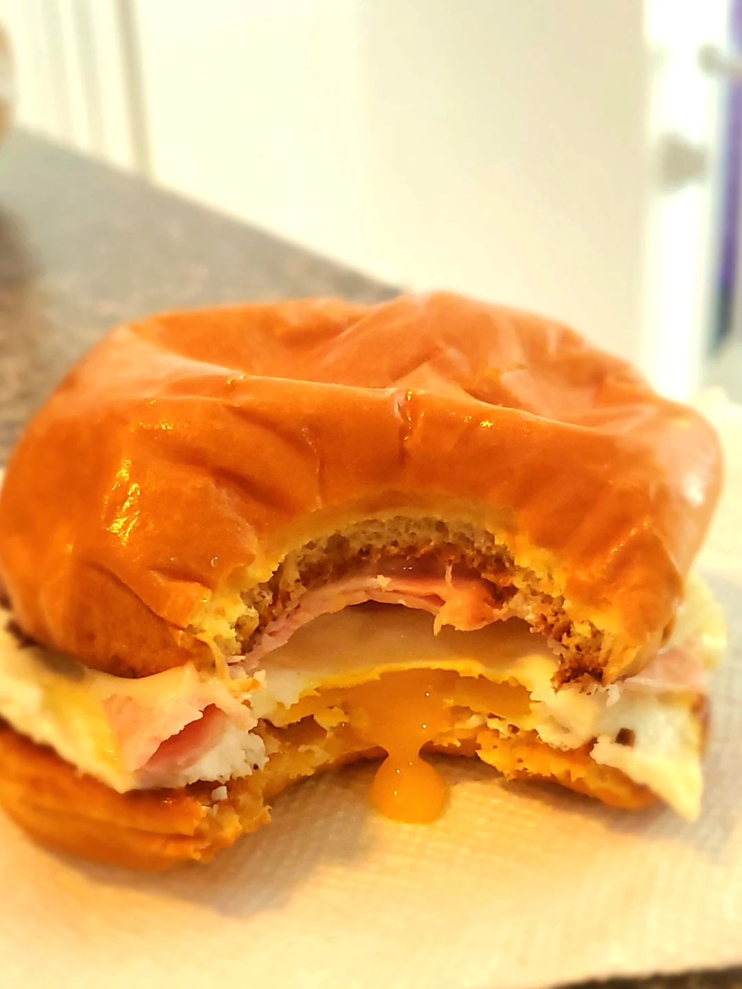 Ham, egg, and cheese on brioche. | Scrolller