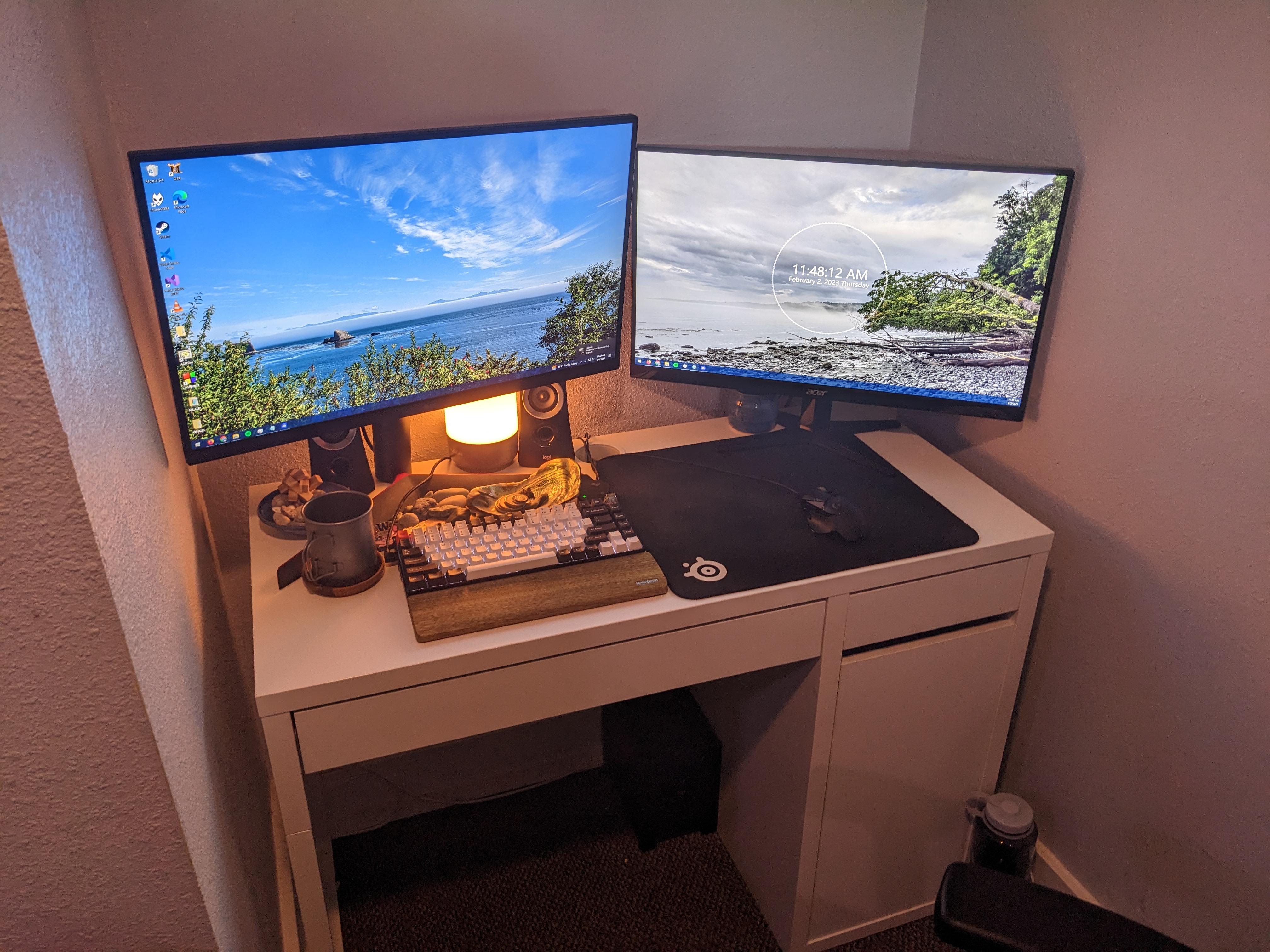 Student / gaming setup, managed to fit two monitor on an Ikea Mick desk | Scrolller