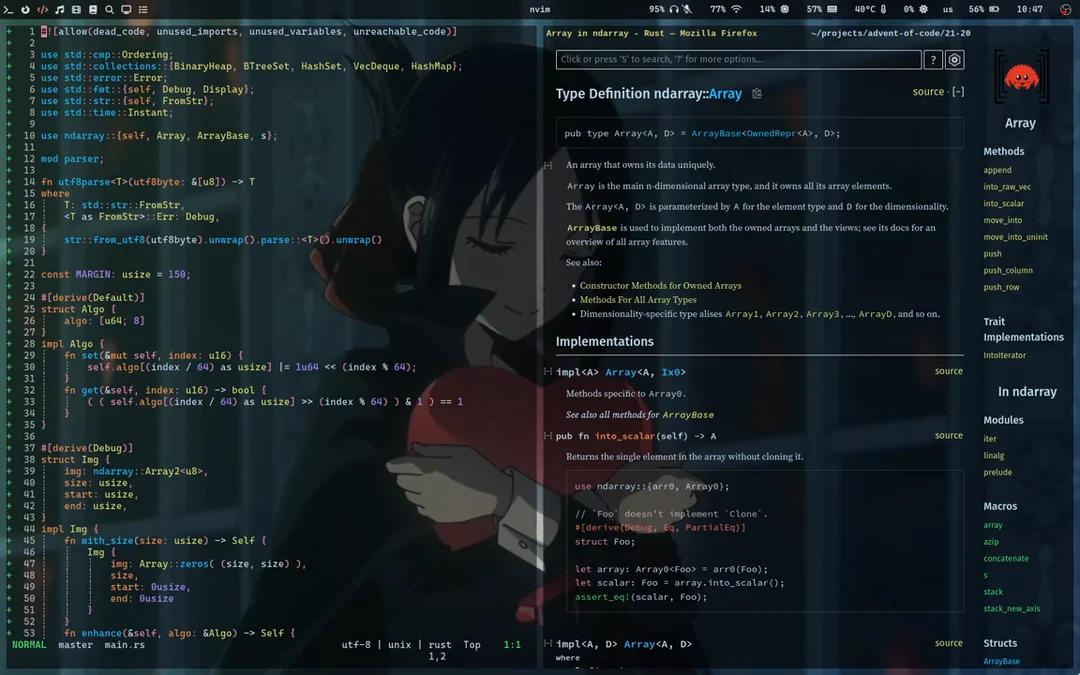 [sway] Rust workstation with transparency | Scrolller