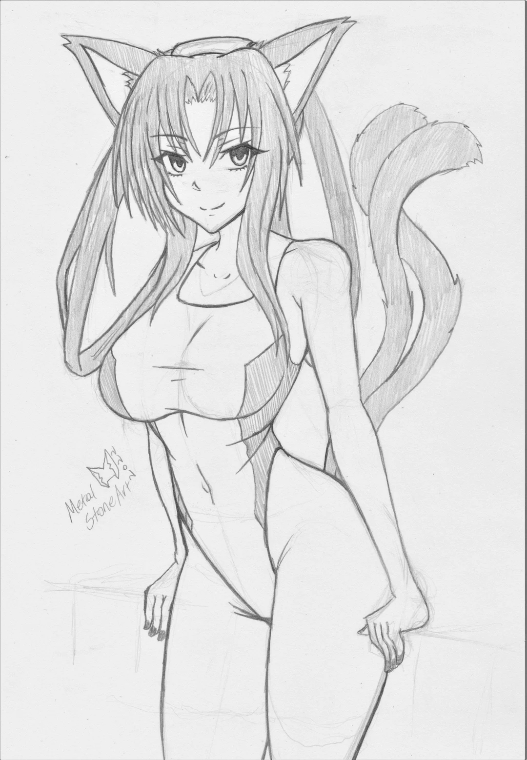 I ended up sketching Kuroka in a swimsuit. Next will be Akeno | Scrolller