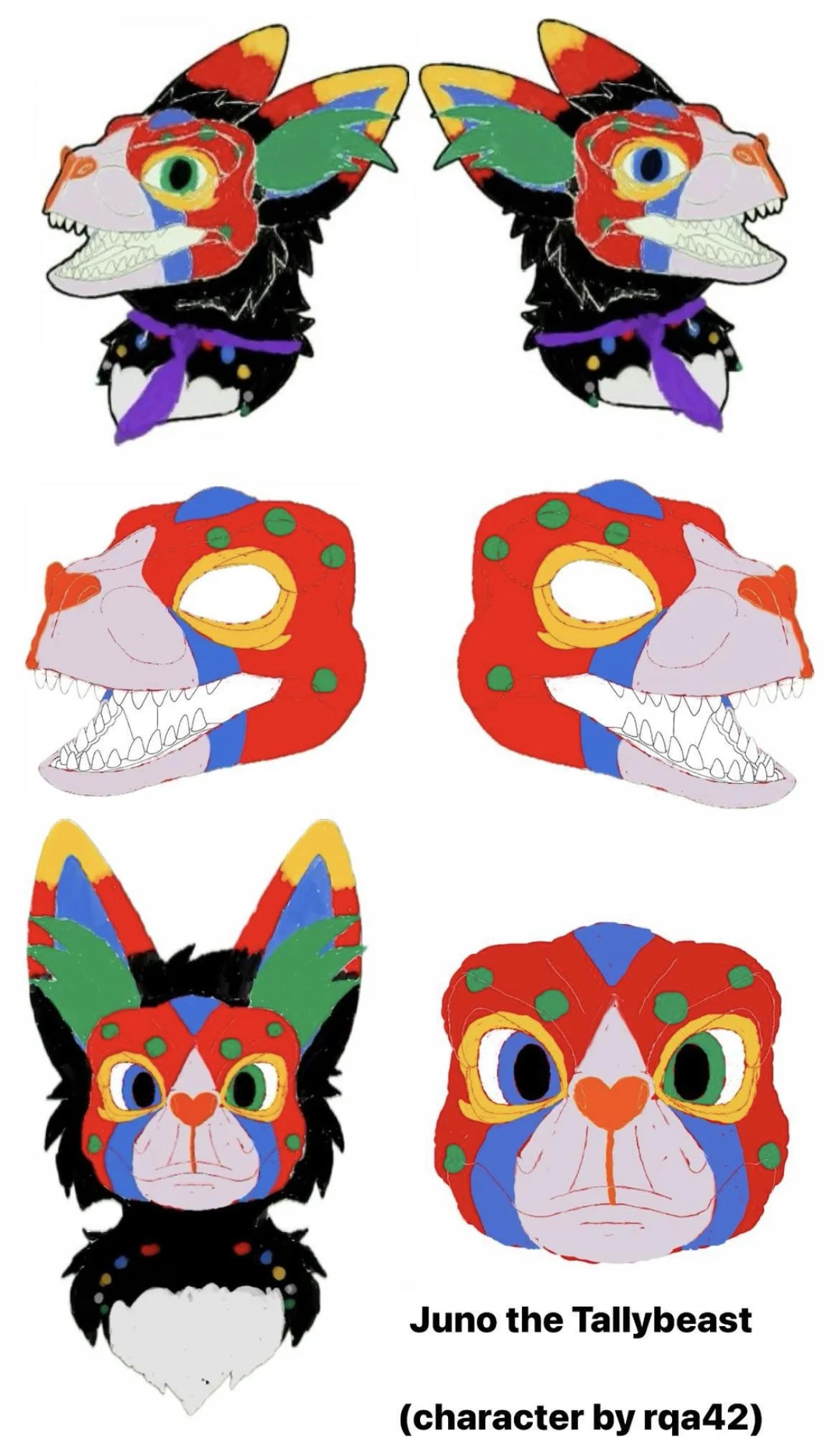 The ref images for my dinomask Juno! He's HEAVILY inspired by Tally Hall, since I'm super into ...