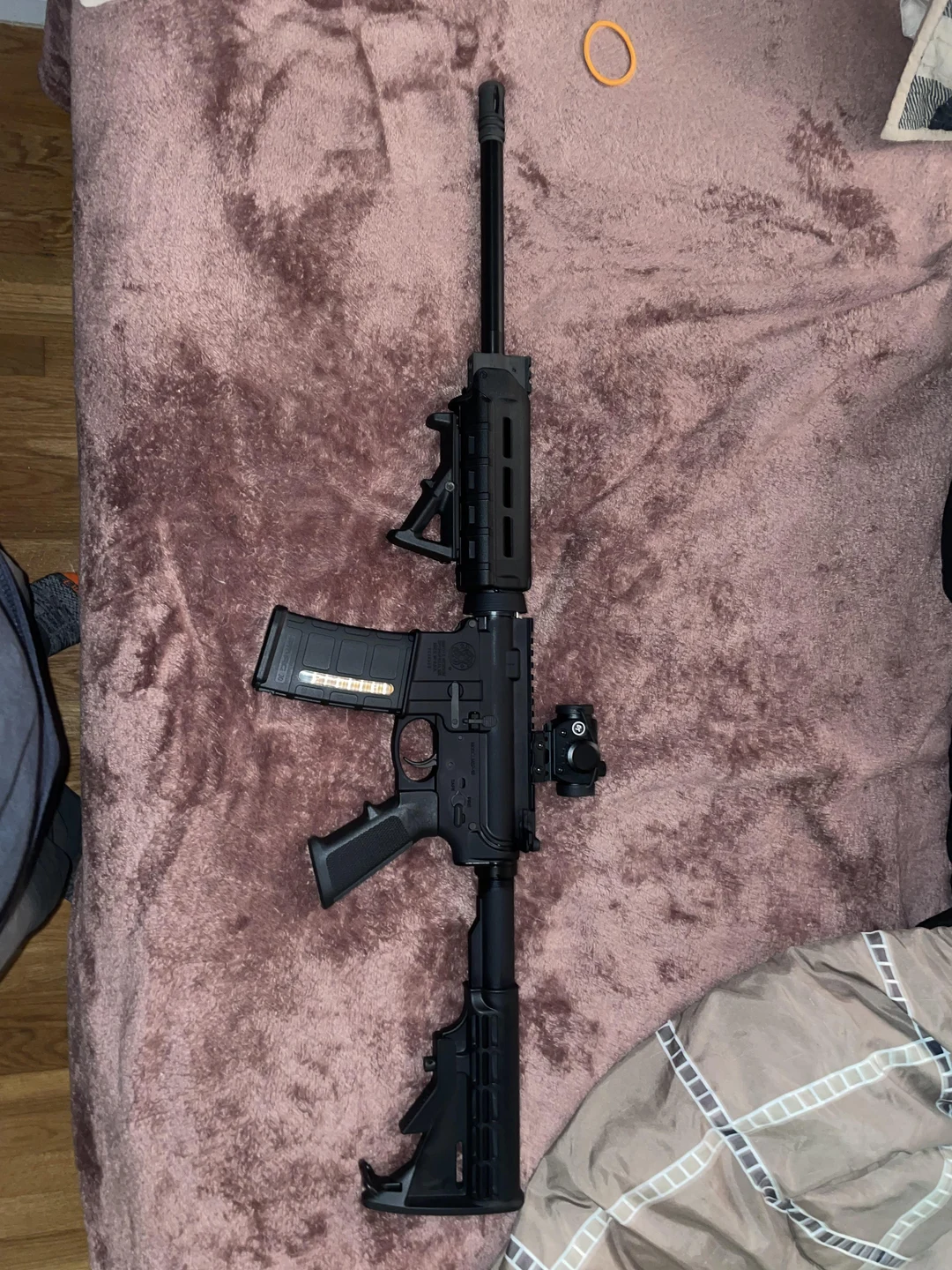 got my first ar-15, m&p sport 2. added new magpul hand guard and grip. can’t wait to shoot it ...