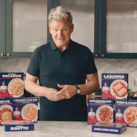 Behind-the-scenes footage of Gordon Ramsay trying his new line of frozen dinners | Scrolller