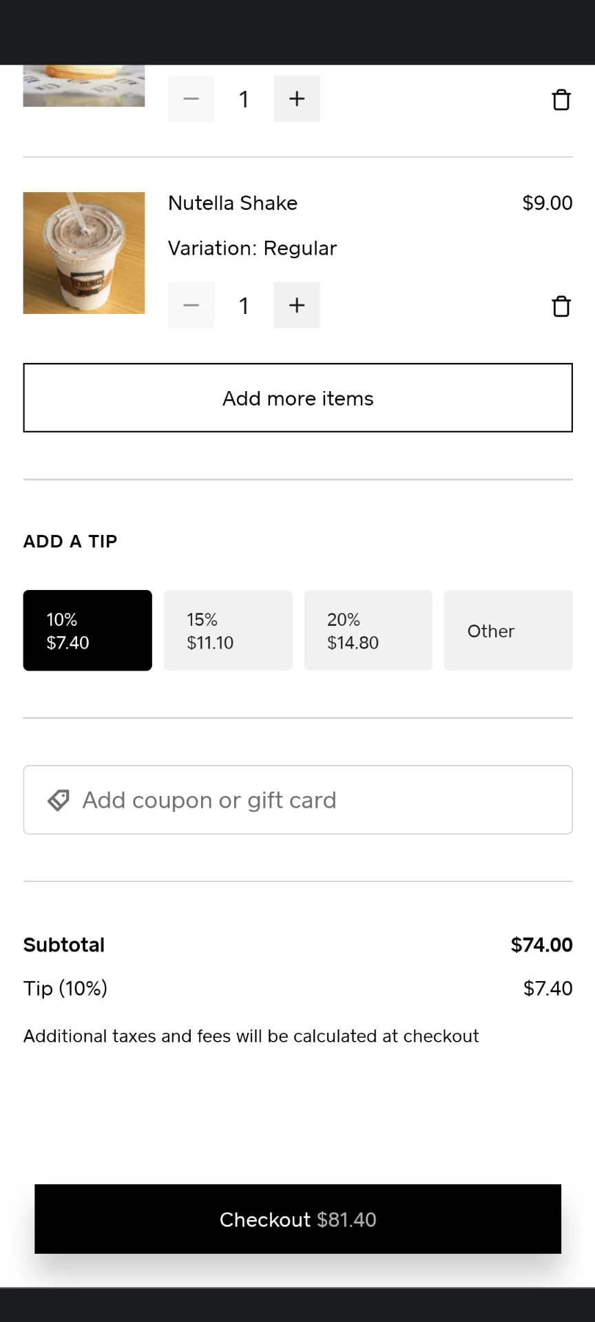 10% Tip is automatically selected when ordering | Scrolller