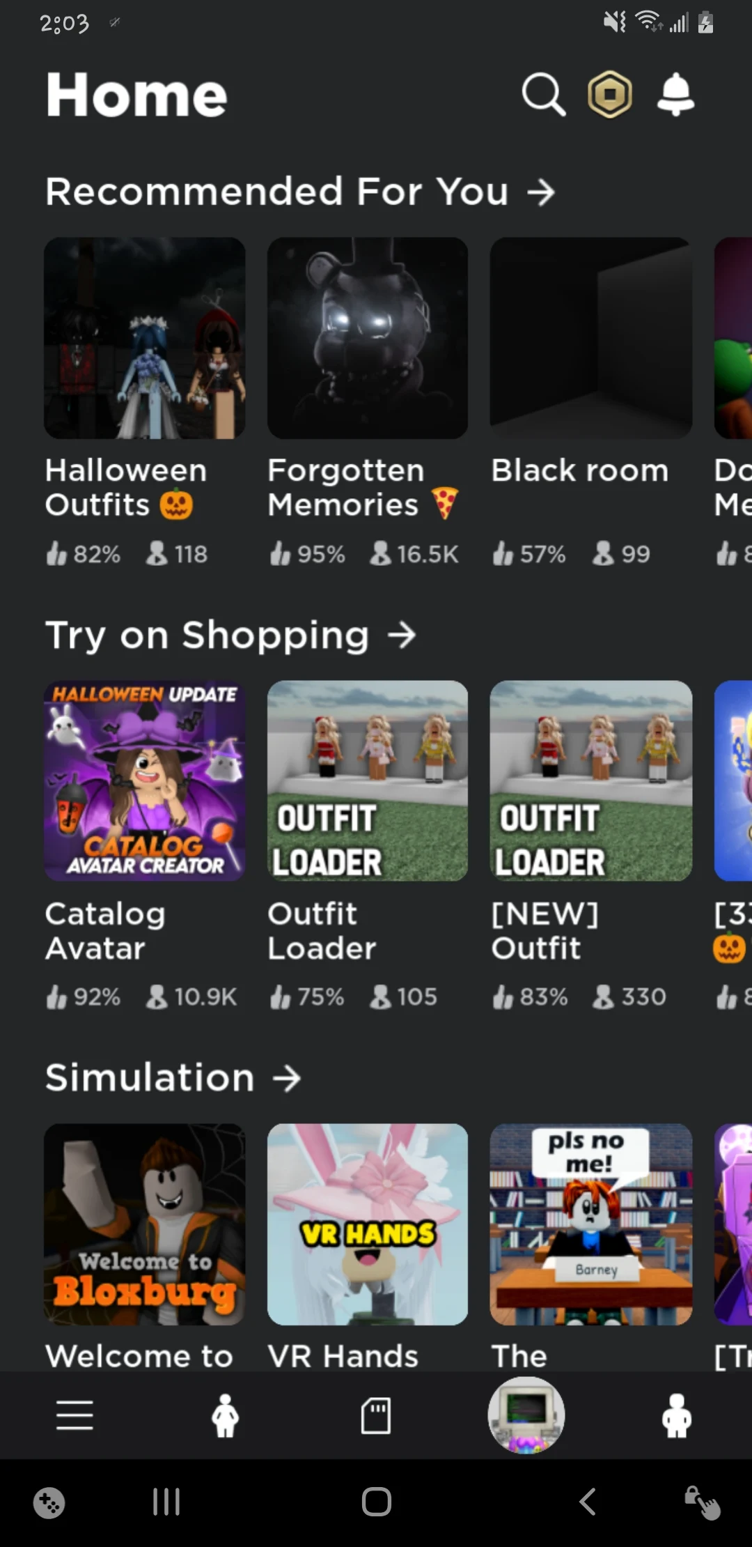 These bottom page icons are ridiculous Roblox is just trolling at this point | Scrolller