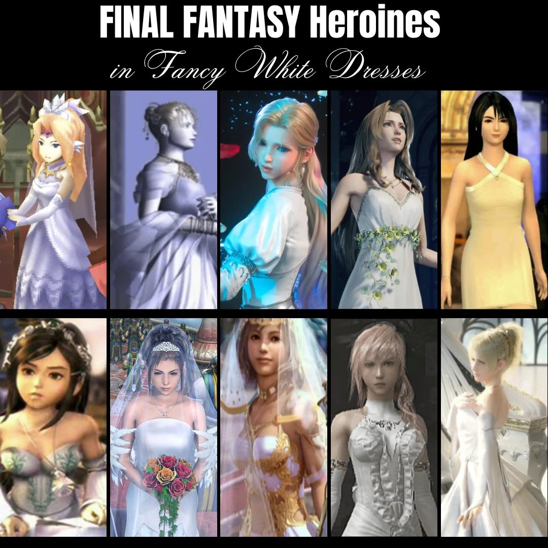 Final Fantasy heroines wearing fancy white dresses | Scrolller