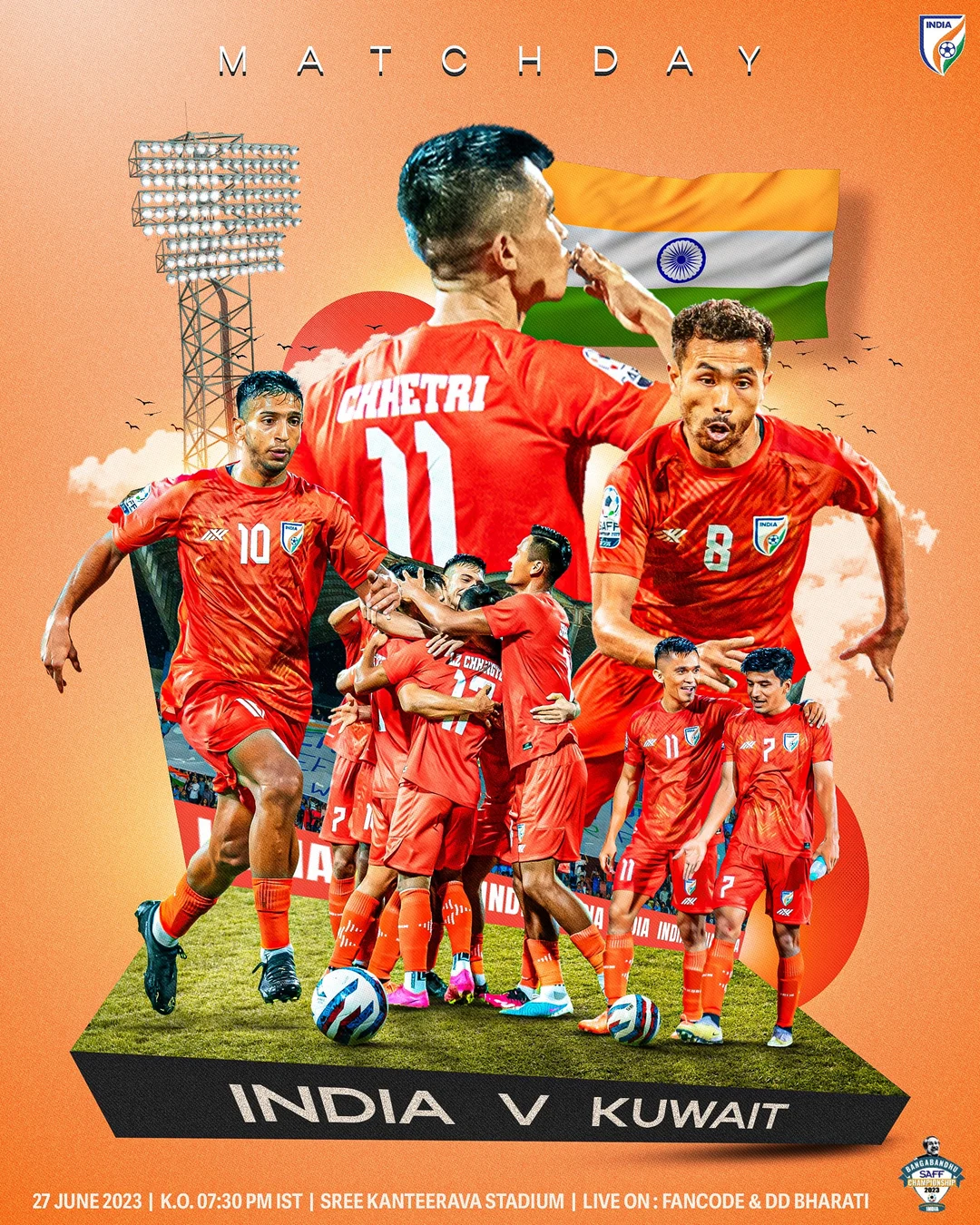 Discover more like India: India vs Kuwait match for SAFF Championship 2023 (football) tonight at ...